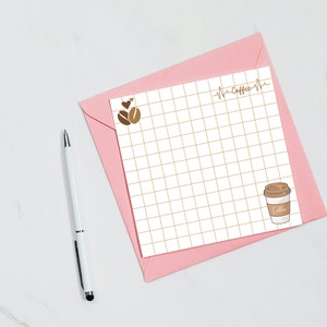 4 Designs Coffee Theme Printable Notepad 3x3 Inch Digital Download Memo ...