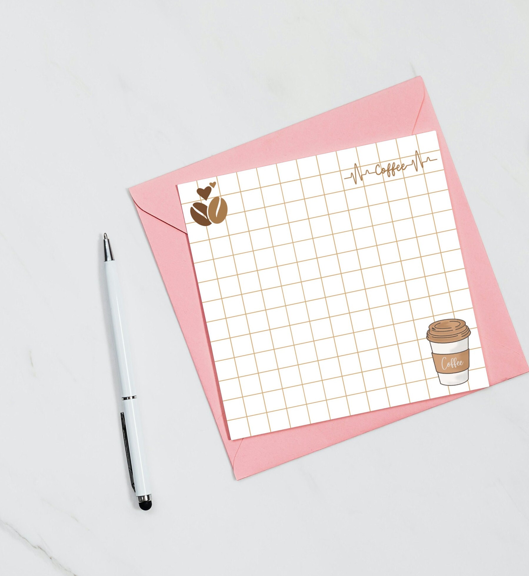 4 Designs Coffee Theme Printable Notepad 3x3 Inch Digital Download Memo ...