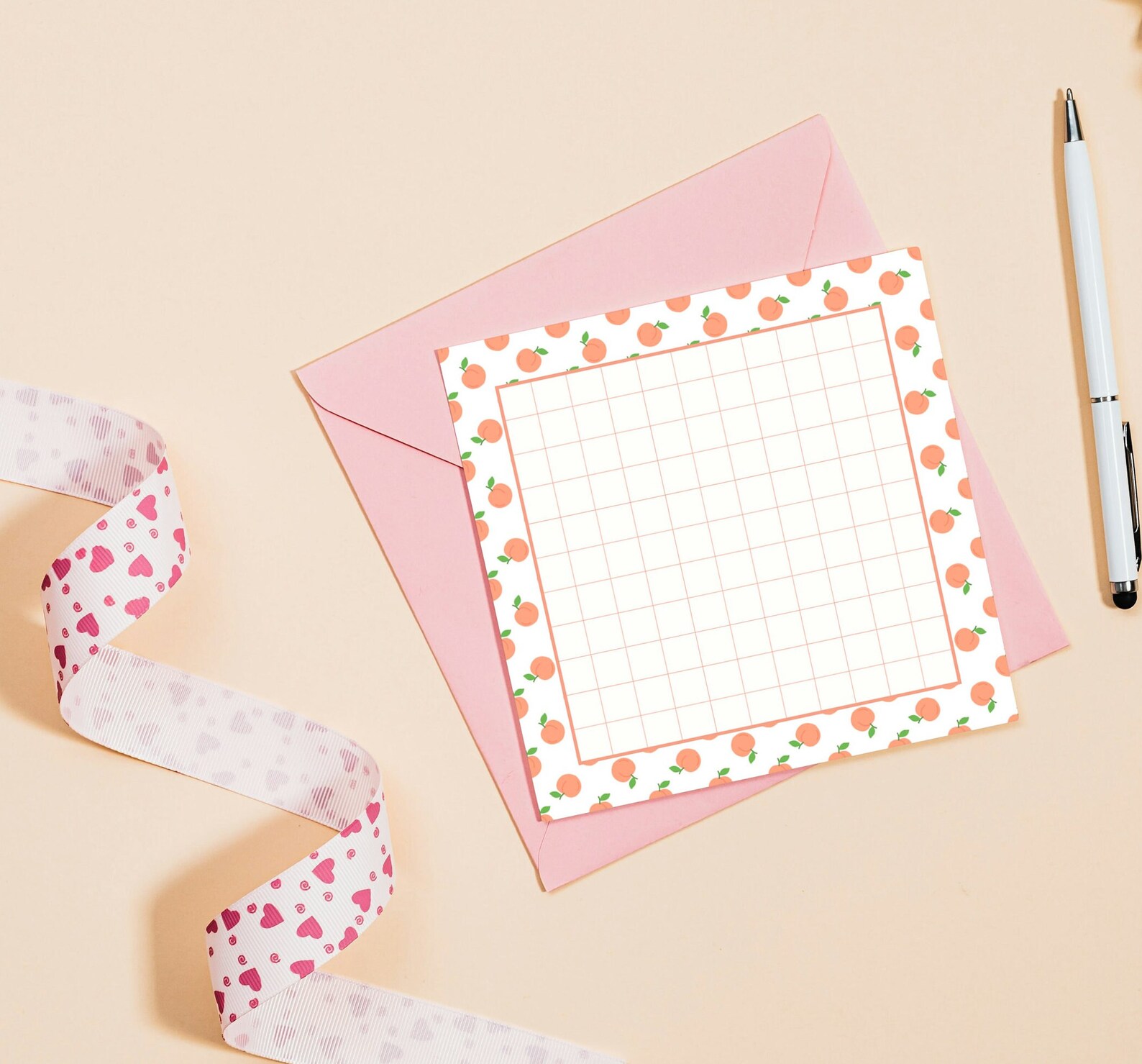 4 Designs Peach Theme Printable Notepad 3x3 Inch Digital Download Memo ...