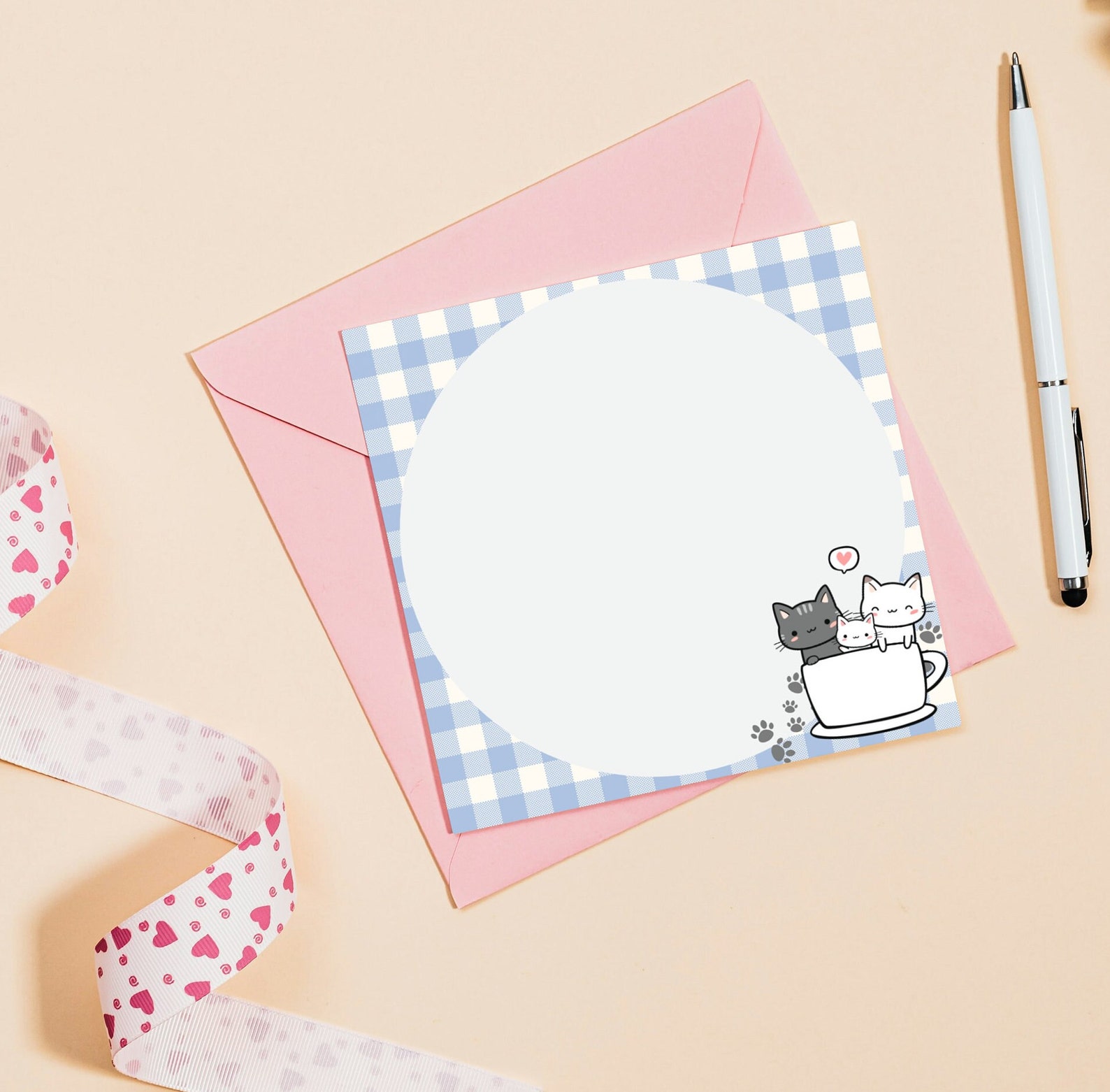 4 Designs Cat Theme Printable Notepad 3x3 Inch Digital Download Memo ...