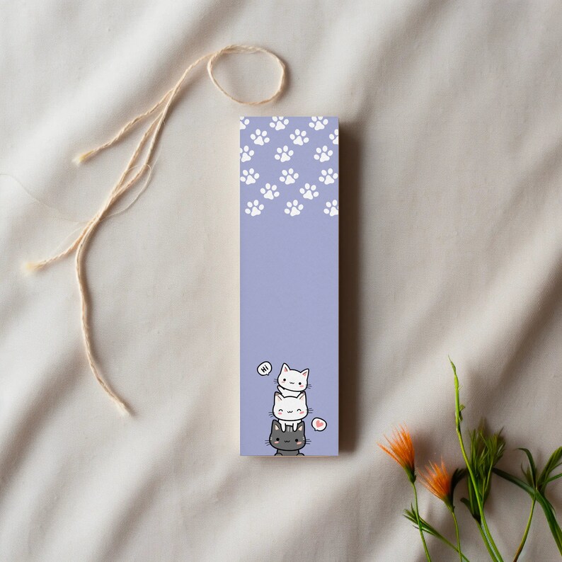 4 Designs Cats Printable Bookmark Digital Bookmark Download PNG and PDF ...