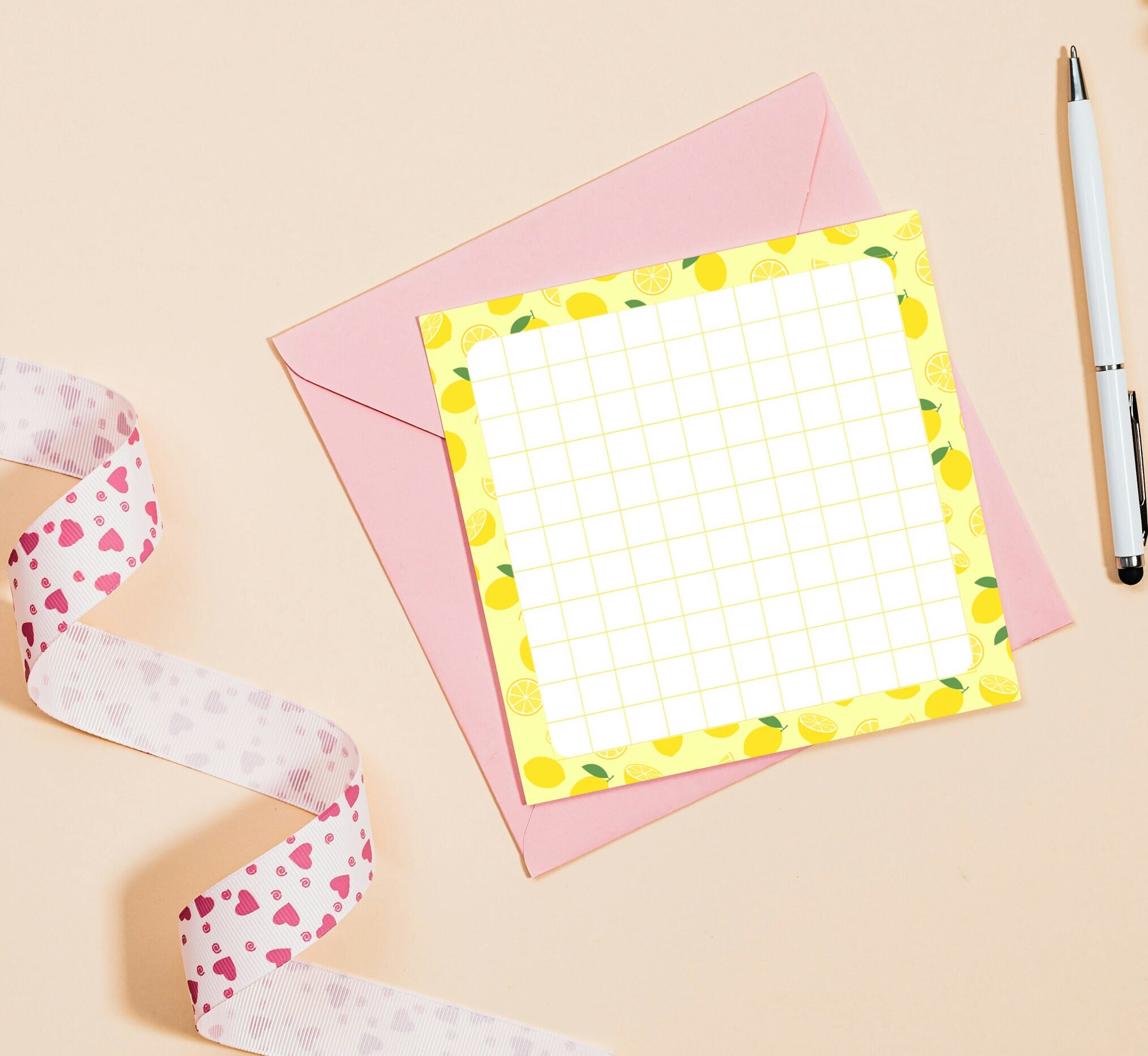 4 Designs Lemon Theme Printable Notepad 3x3 Inch Digital Download Memo ...