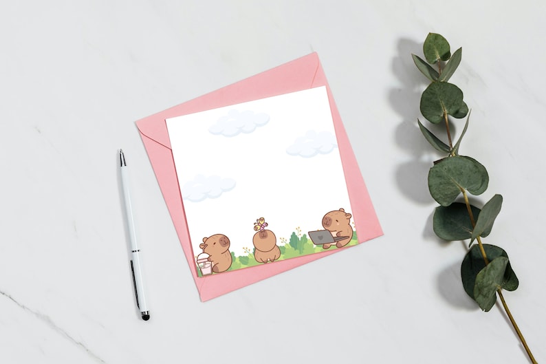 4 Designs Capybara Theme Printable Notepad 3x3 Inch Digital Download ...