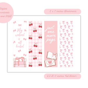 4 Designs Coquette Printable Bookmark Digital Bookmark Download PNG and ...