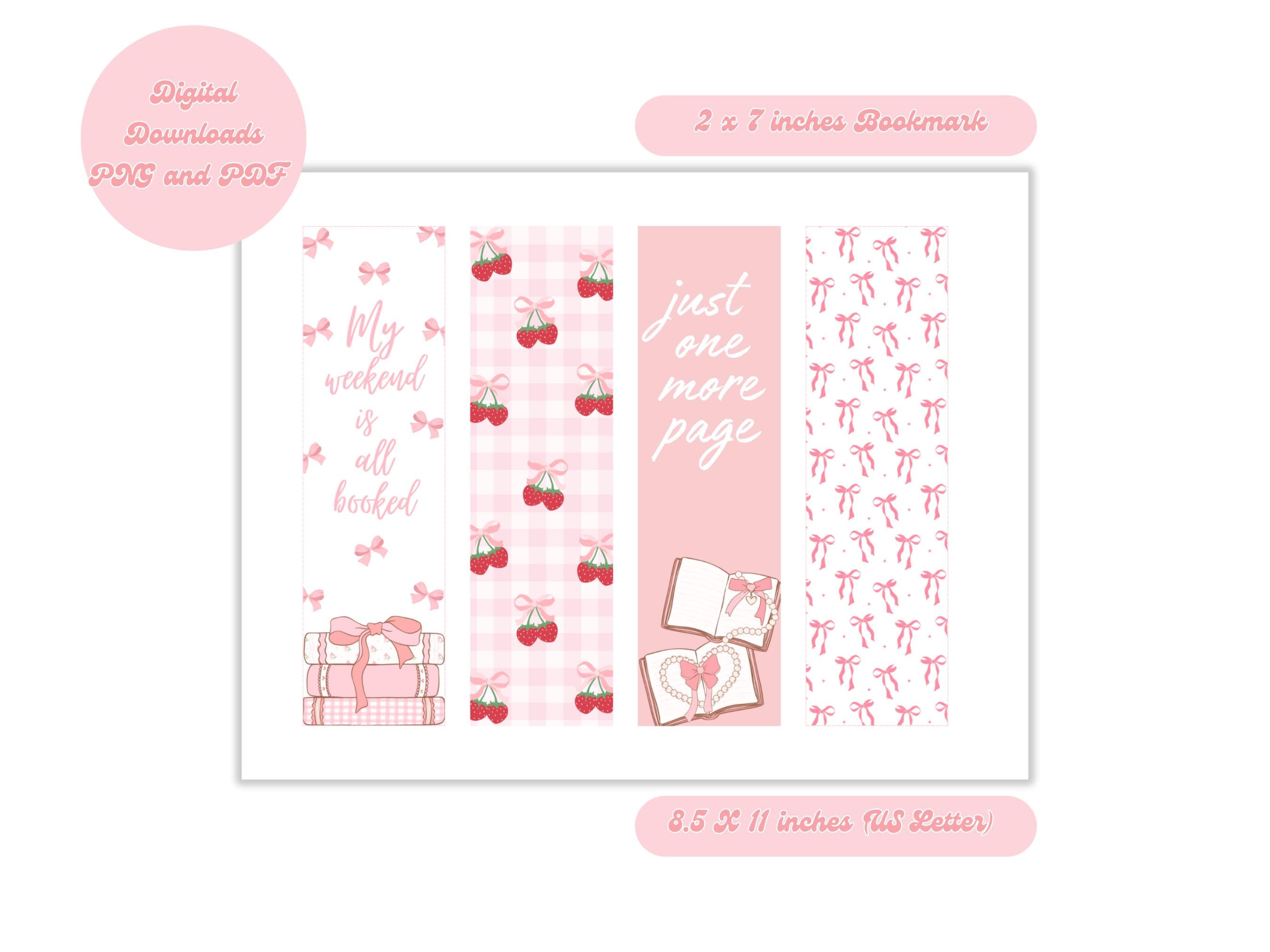 4 Designs Coquette Printable Bookmark Digital Bookmark Download PNG and ...