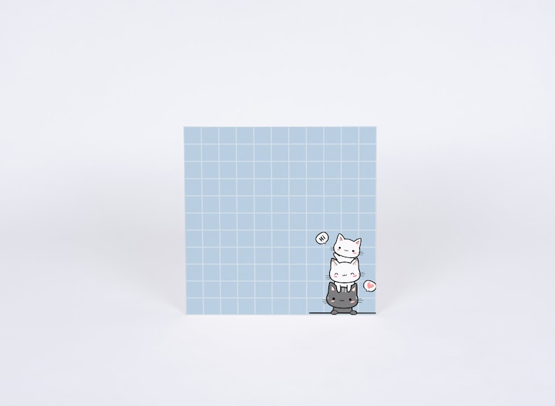 4 Designs Cat Theme Printable Notepad 3x3 Inch Digital Download Memo Sheets Cute Notepads Kawaii ...