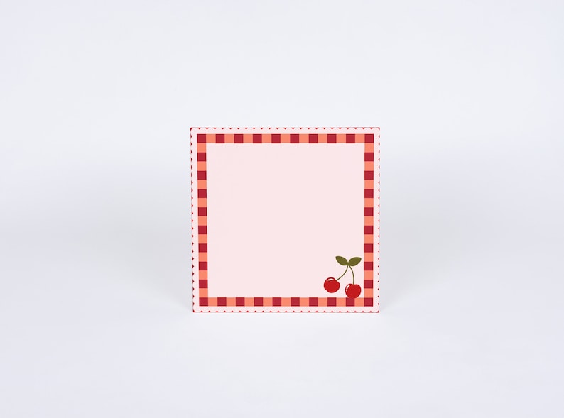 4 Designs Cherry Theme Printable Notepad 3x3 Inch Digital Download Memo ...