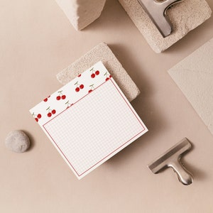 4 Designs Cherry Theme Printable Notepad 3x3 Inch Digital Download Memo ...