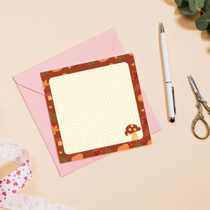 4 Designs Autumn Theme Printable Notepad 3x3 Inch Digital Download Memo ...