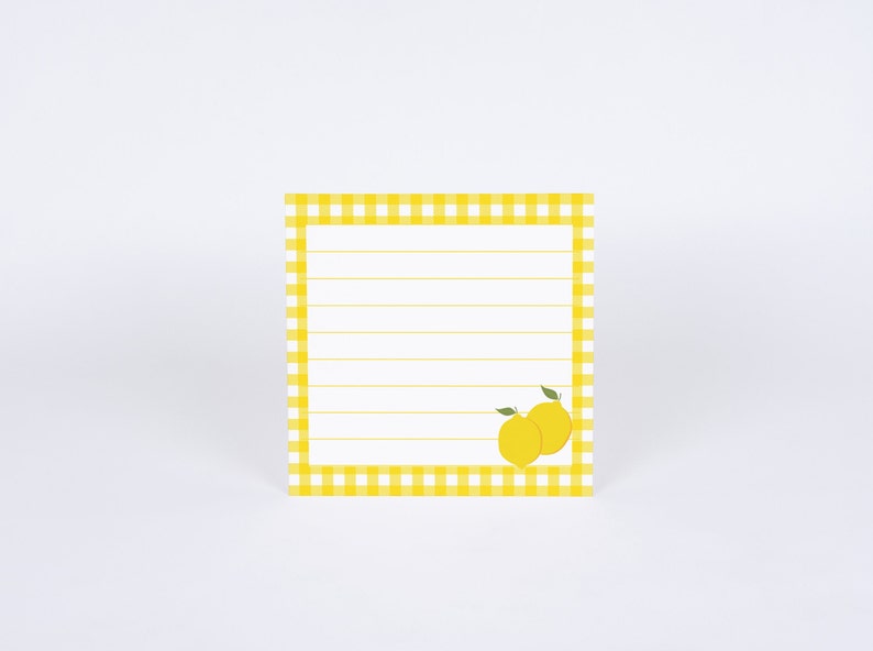 4 Designs Lemon Theme Printable Notepad 3x3 Inch Digital Download Memo ...
