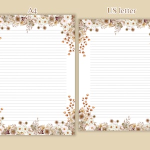 Printable Writing Paper Set Stationery PDF Digital Letter Paper Lined ...