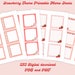 4 Designs Strawberry Theme Printable Notepad 3x3 Inch Digital Download ...