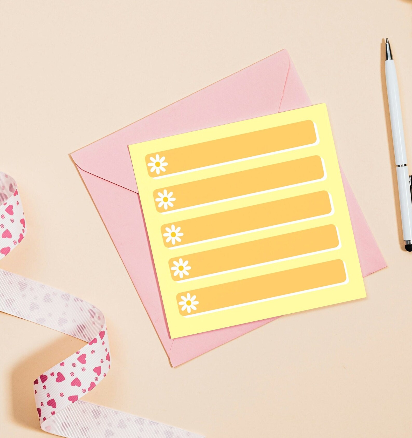 4 Designs Daisy Theme Printable Notepad 3x3 Inch Digital Download Memo ...