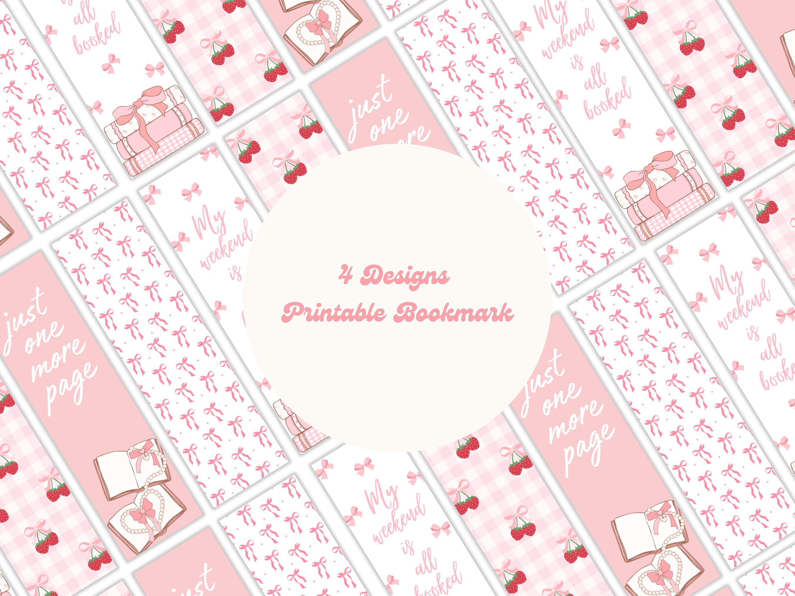 4 Designs Coquette Printable Bookmark Digital Bookmark Download PNG and ...