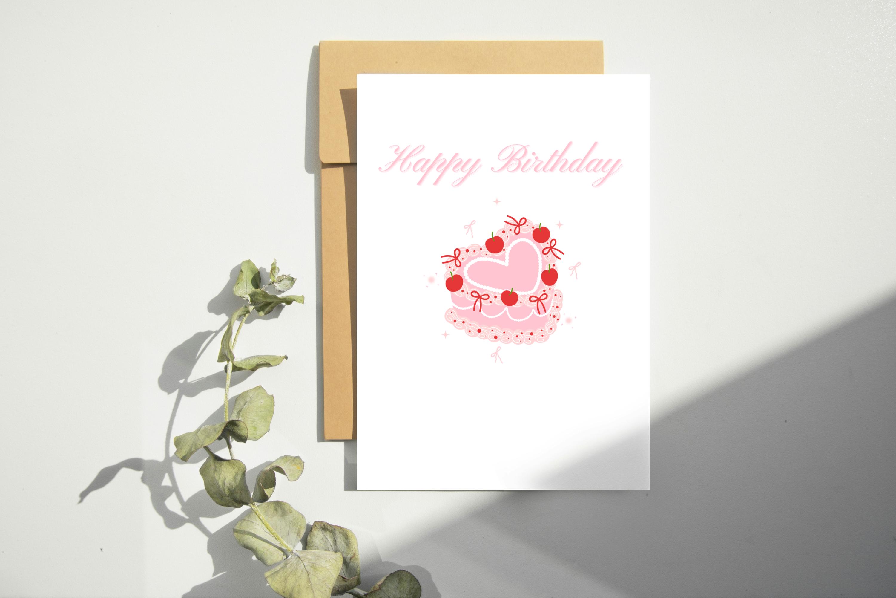 Coquette Birthday Greeting Card Printable Happy Birthday 5x7 Inch DIY ...