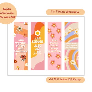 4 Designs Positive Affirmations Printable Bookmark Digital Bookmark ...