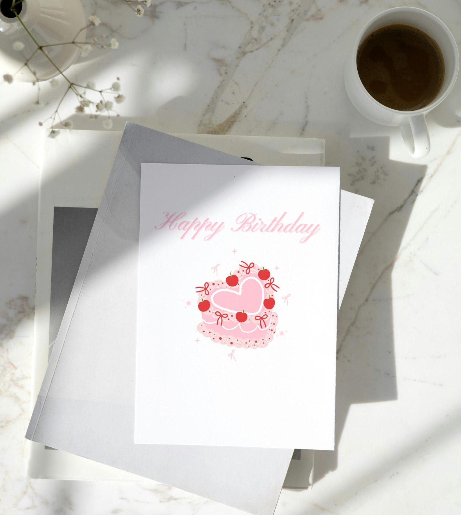 Coquette Birthday Greeting Card Printable Happy Birthday 5x7 Inch DIY ...
