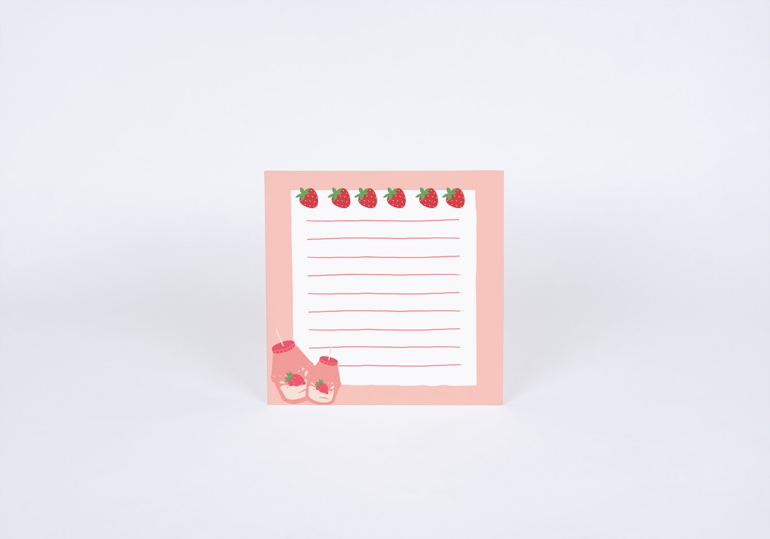 4 Designs Strawberry Theme Printable Notepad 3x3 Inch Digital Download ...