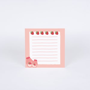 4 Designs Strawberry Theme Printable Notepad 3x3 Inch Digital Download ...