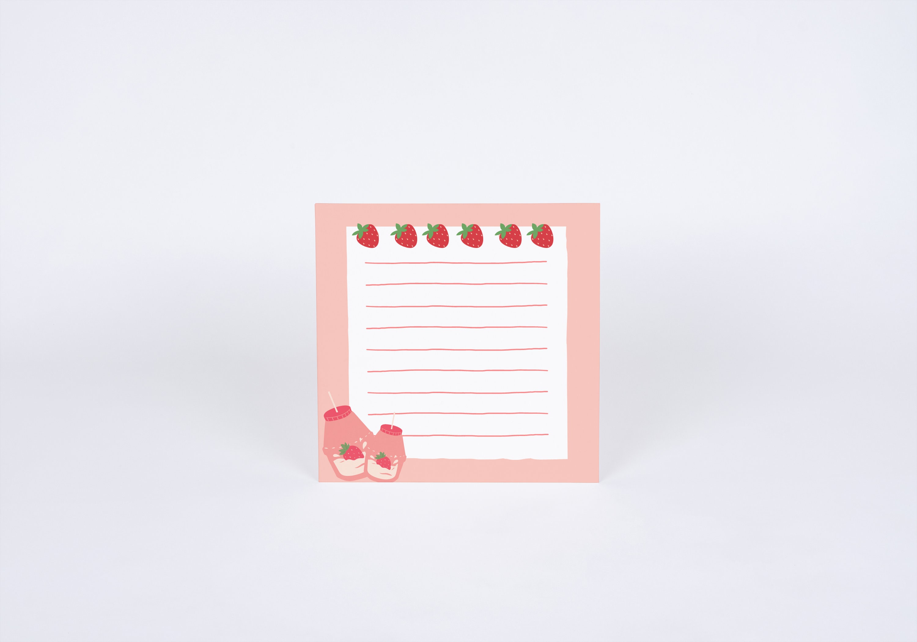 4 Designs Strawberry Theme Printable Notepad 3x3 Inch Digital Download ...