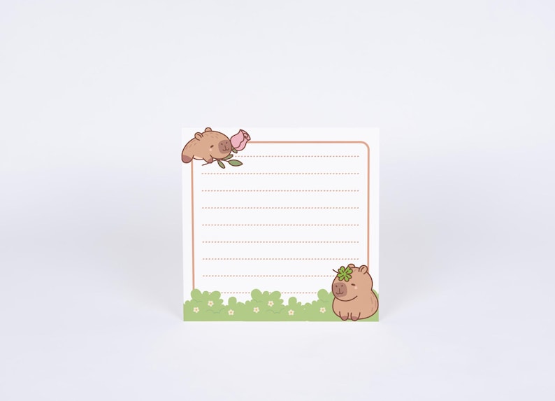 4 Designs Capybara Theme Printable Notepad 3x3 Inch Digital Download ...
