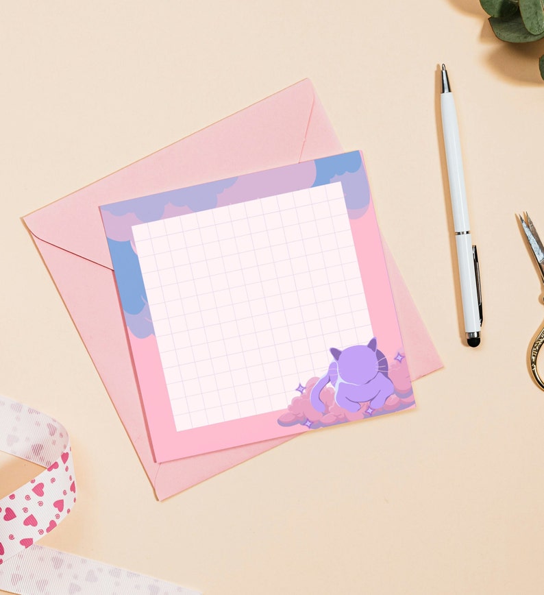 4 Designs Lofi Theme Printable Notepad 3x3 Inch Digital Download Memo ...