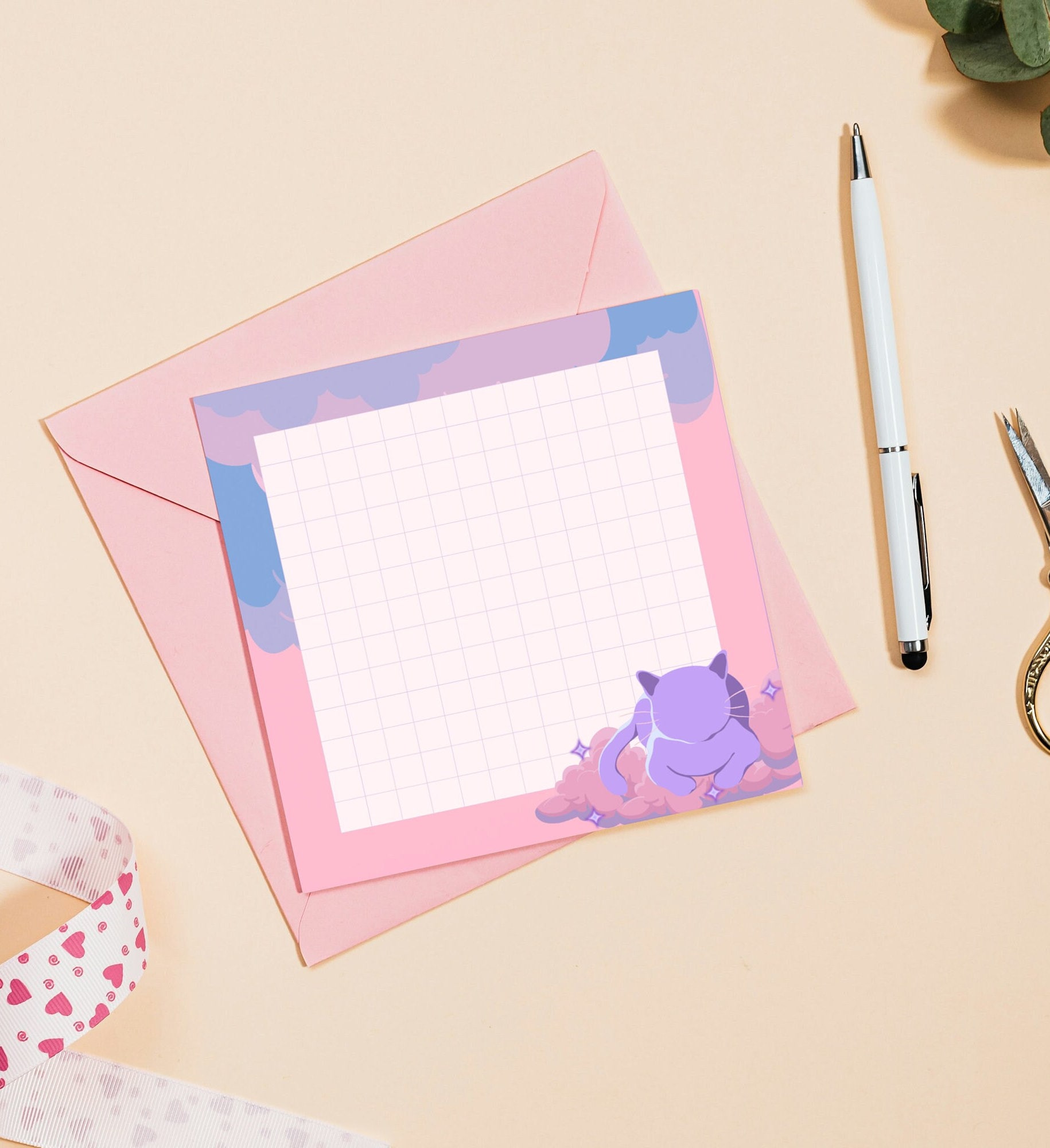 4 Designs Lofi Theme Printable Notepad 3x3 Inch Digital Download Memo ...