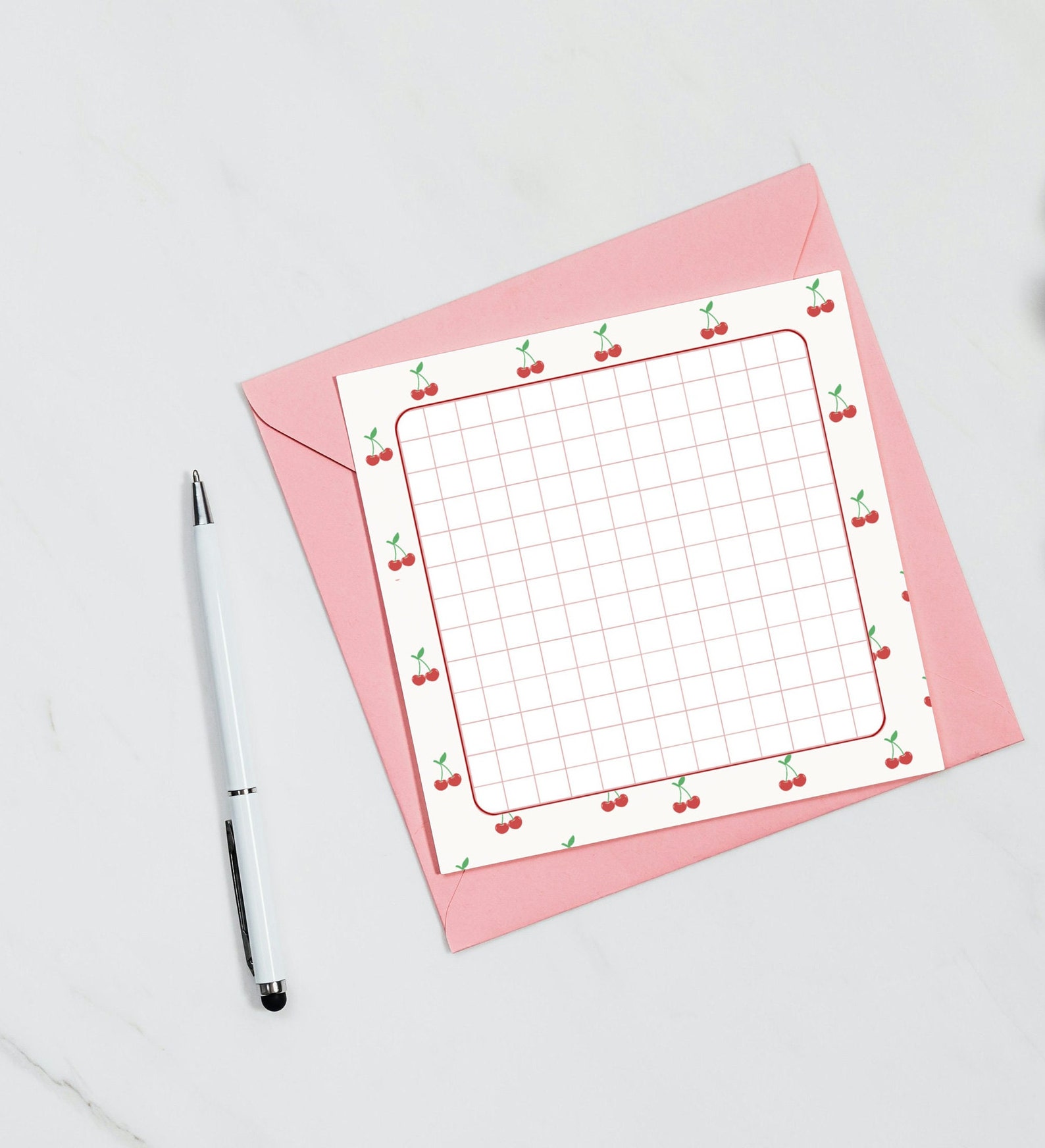 4 Designs Cherry Theme Printable Notepad 3x3 Inch Digital Download Memo ...