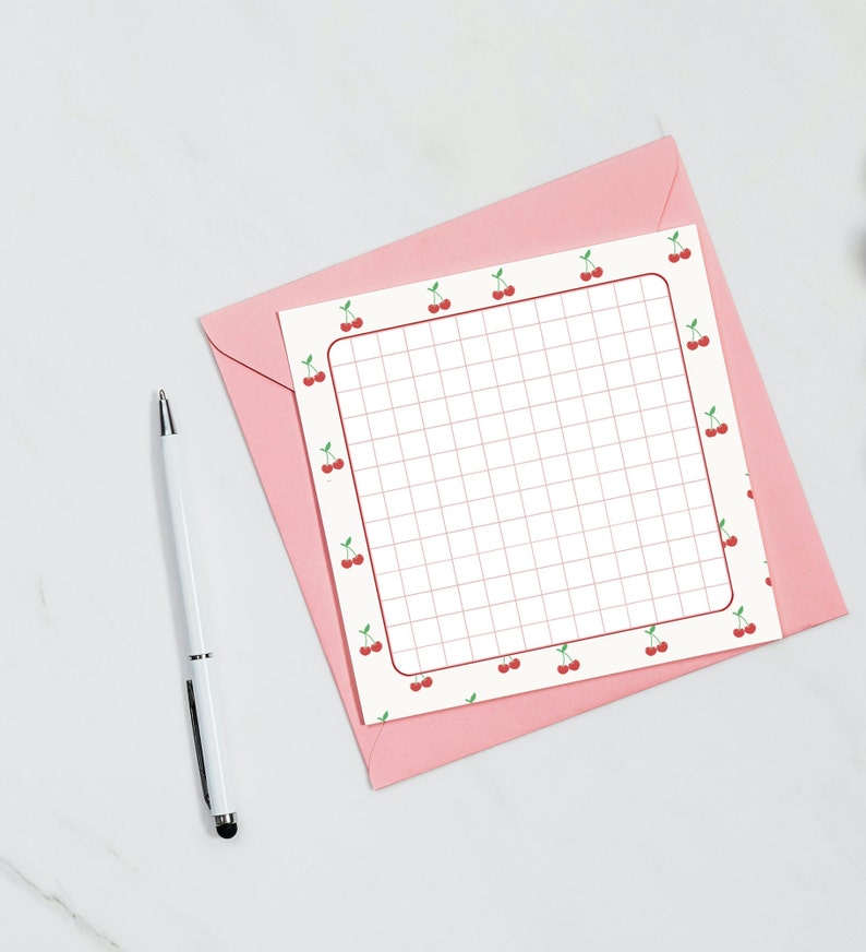 4 Designs Cherry Theme Printable Notepad 3x3 Inch Digital Download Memo ...