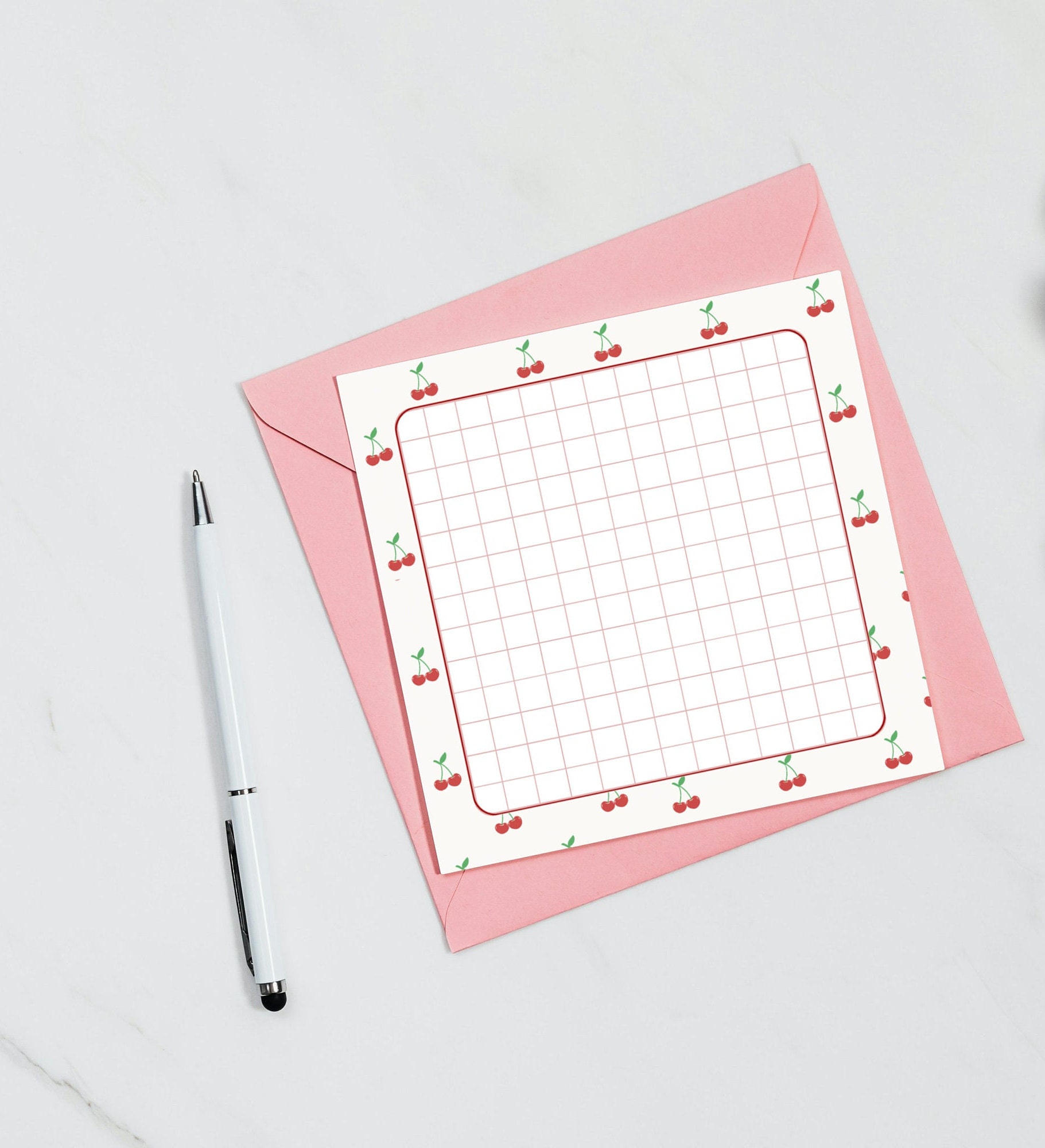 4 Designs Cherry Theme Printable Notepad 3x3 Inch Digital Download Memo ...