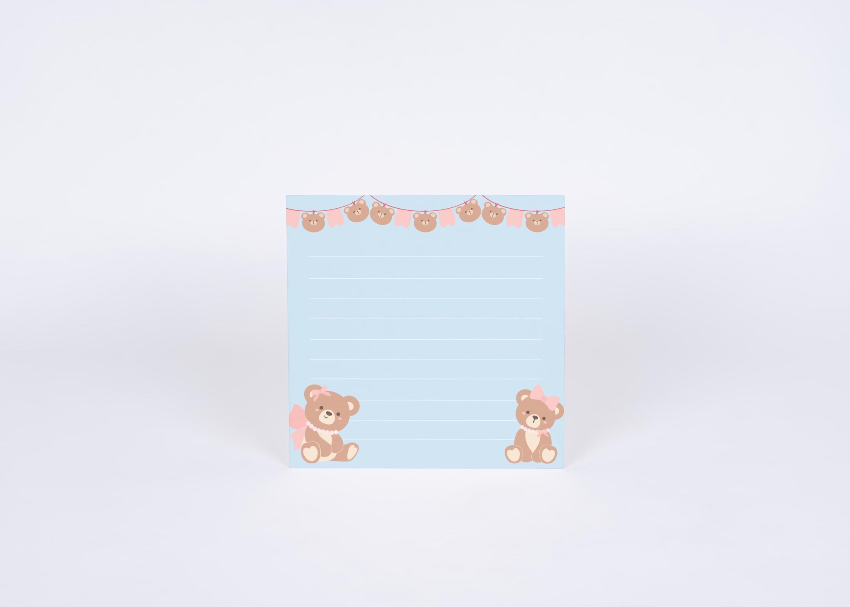4 Designs Bear Theme Printable Notepad 3x3 Inch Digital Download Memo ...
