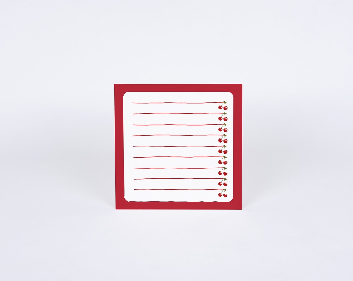 4 Designs Cherry Theme Printable Notepad 3x3 Inch Digital Download Memo ...