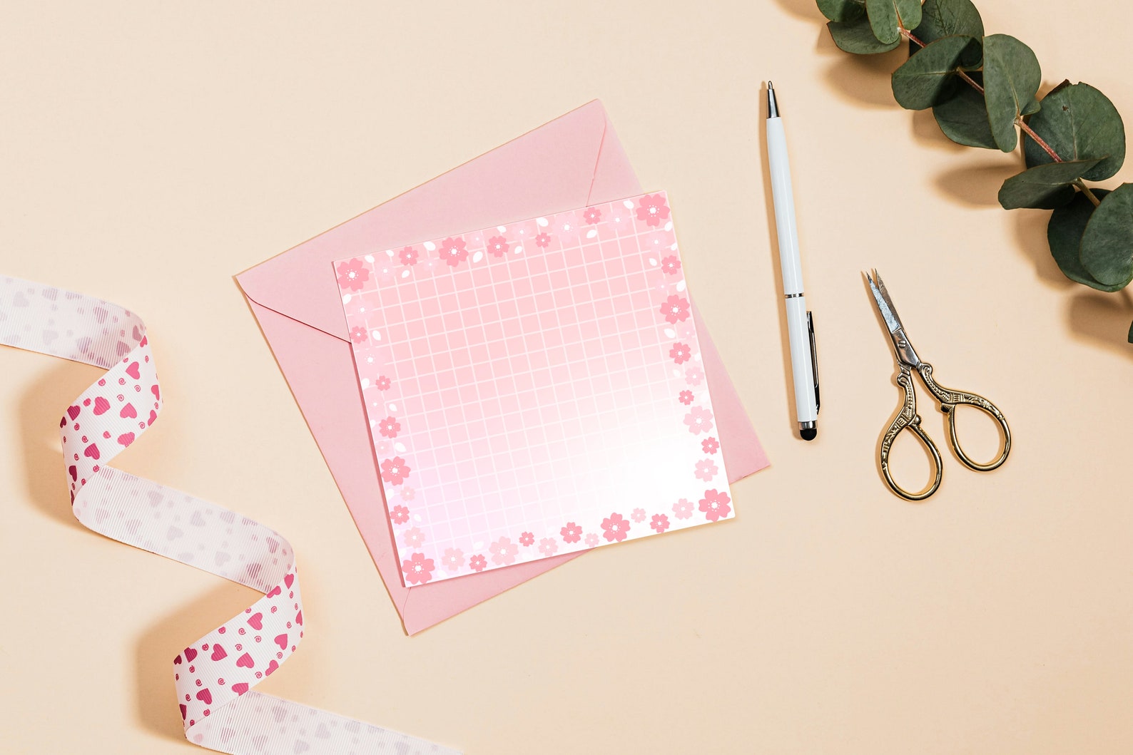 4 Designs Cherry Blossom Theme Printable Notepad 3x3 Inch Digital ...