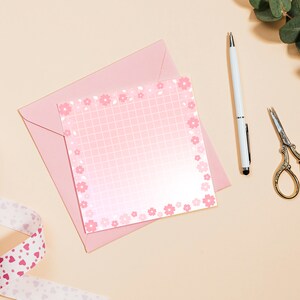 4 Designs Cherry Blossom Theme Printable Notepad 3x3 Inch Digital ...