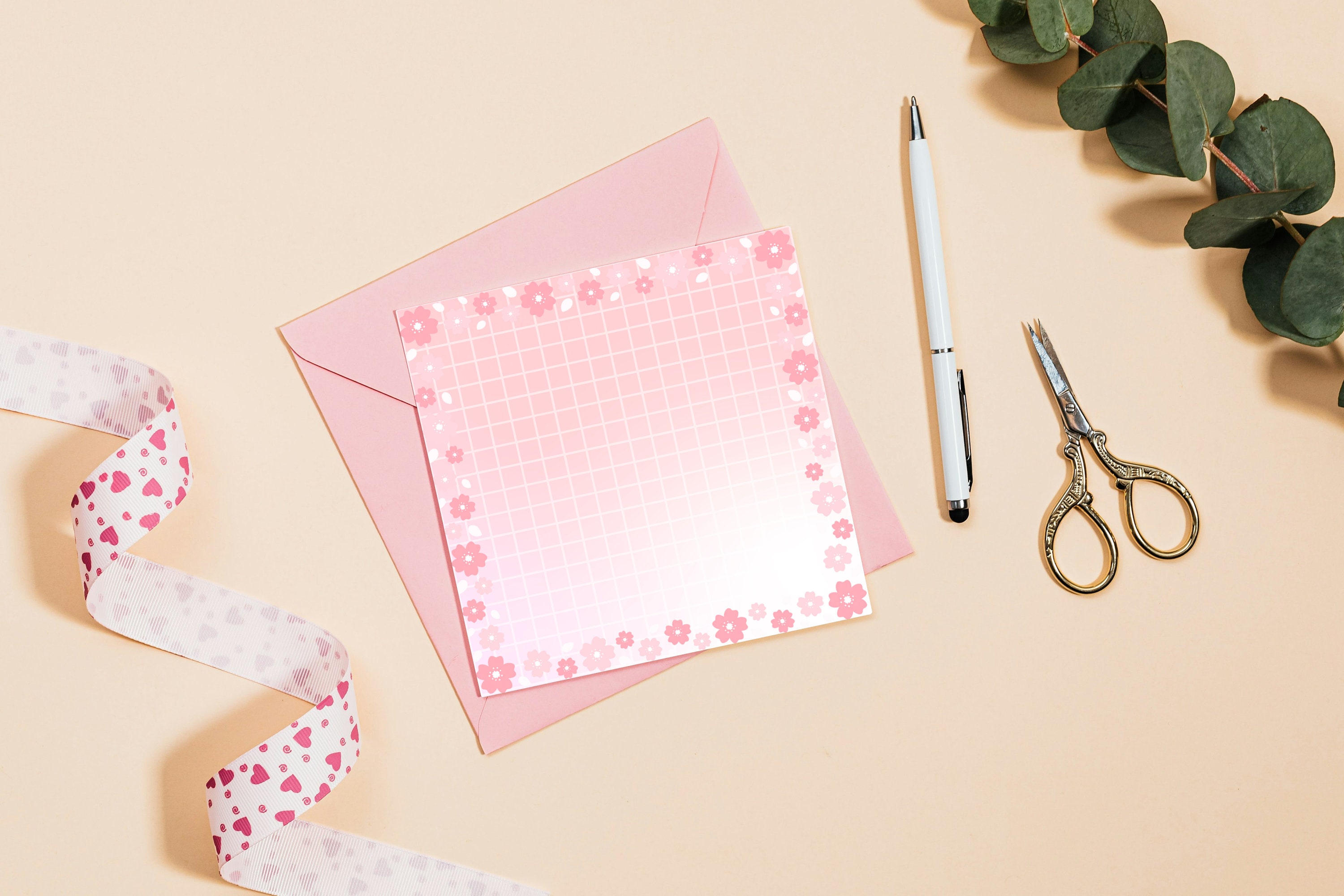 4 Designs Cherry Blossom Theme Printable Notepad 3x3 Inch Digital ...