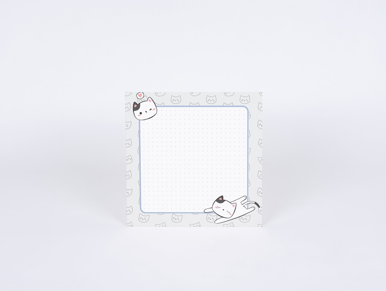 4 Designs Cat Theme Printable Notepad 3x3 Inch Digital Download Memo ...