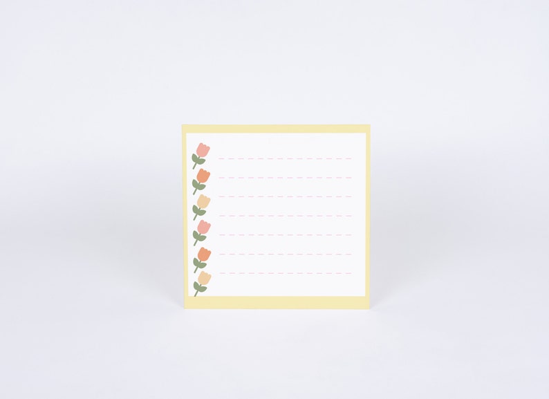 4 Designs Tulips Theme Printable Notepad 3x3 Inch Digital Download Memo ...