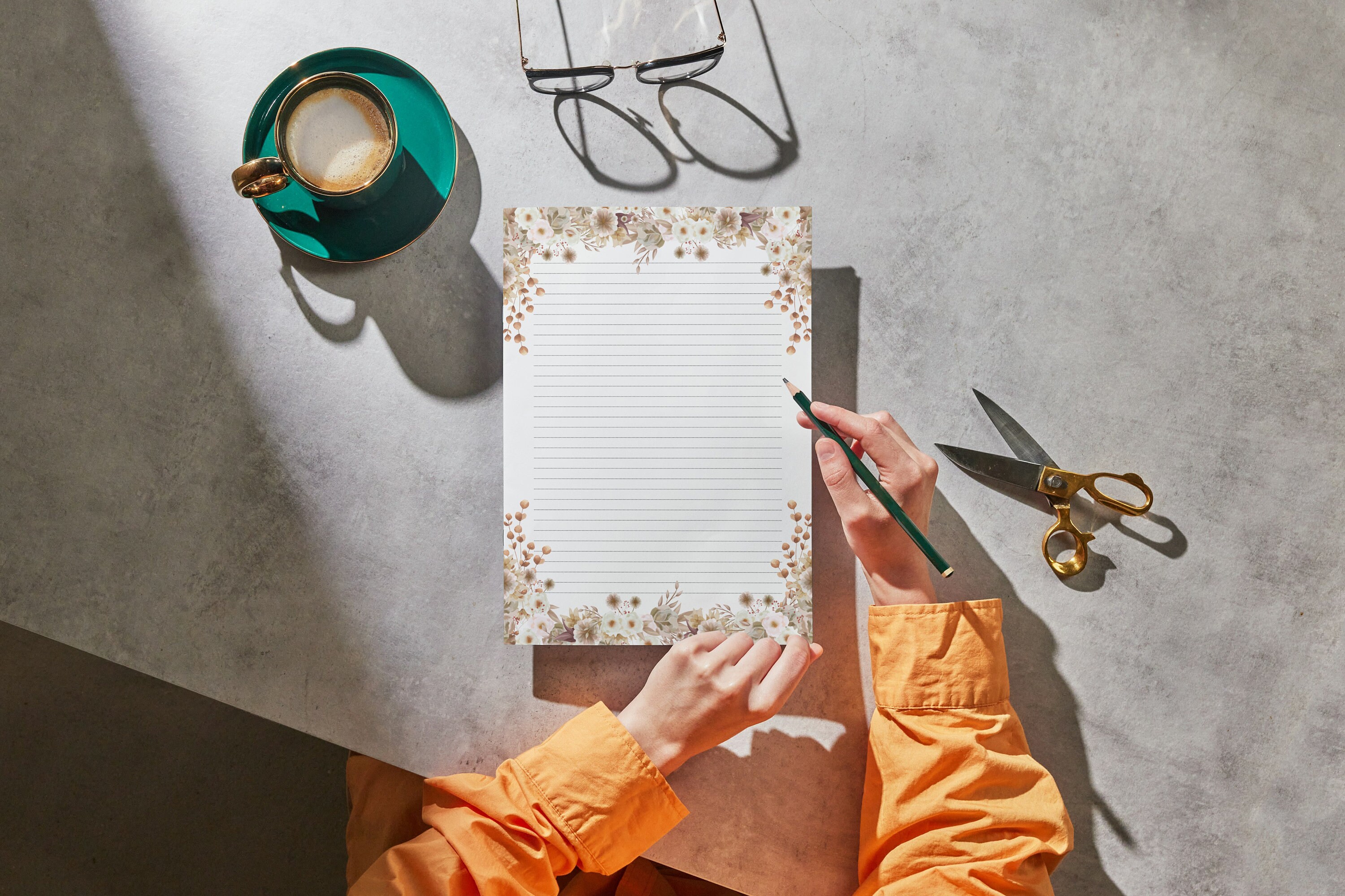 Printable Writing Paper Set Stationery PDF Digital Letter Paper Lined ...