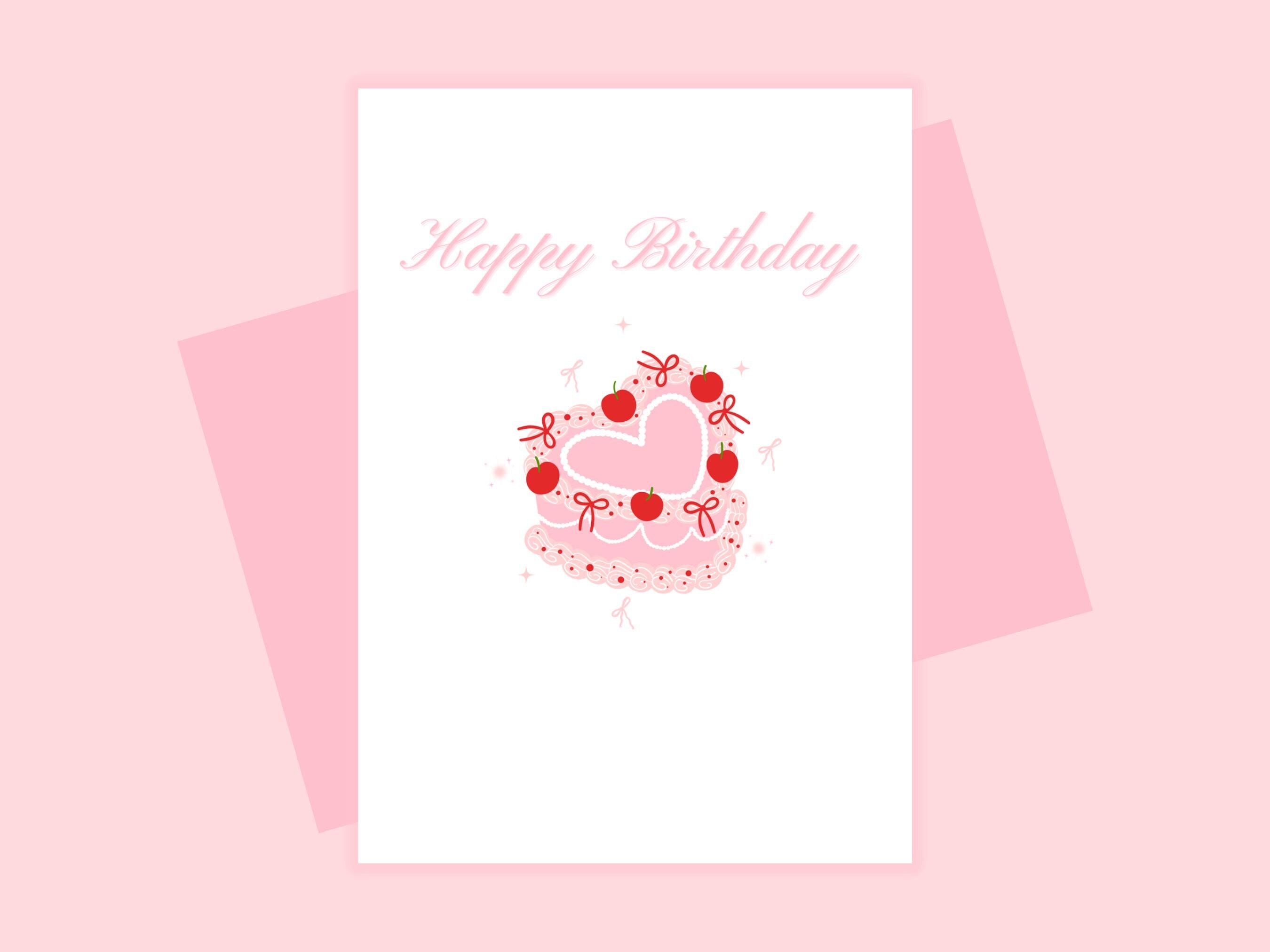Coquette Birthday Greeting Card Printable Happy Birthday 5x7 Inch DIY ...