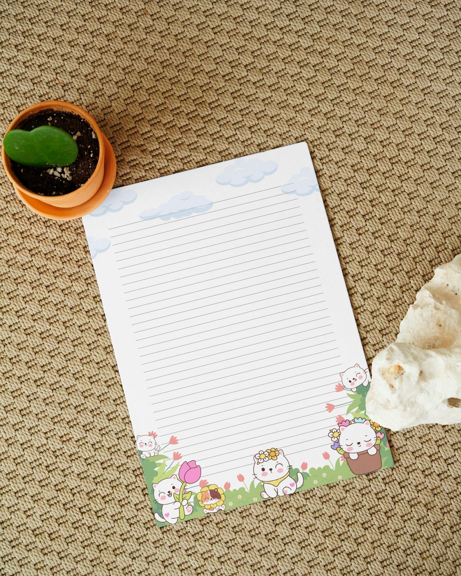 Printable Writing Paper Set Stationery PDF Digital Letter Paper Lined ...
