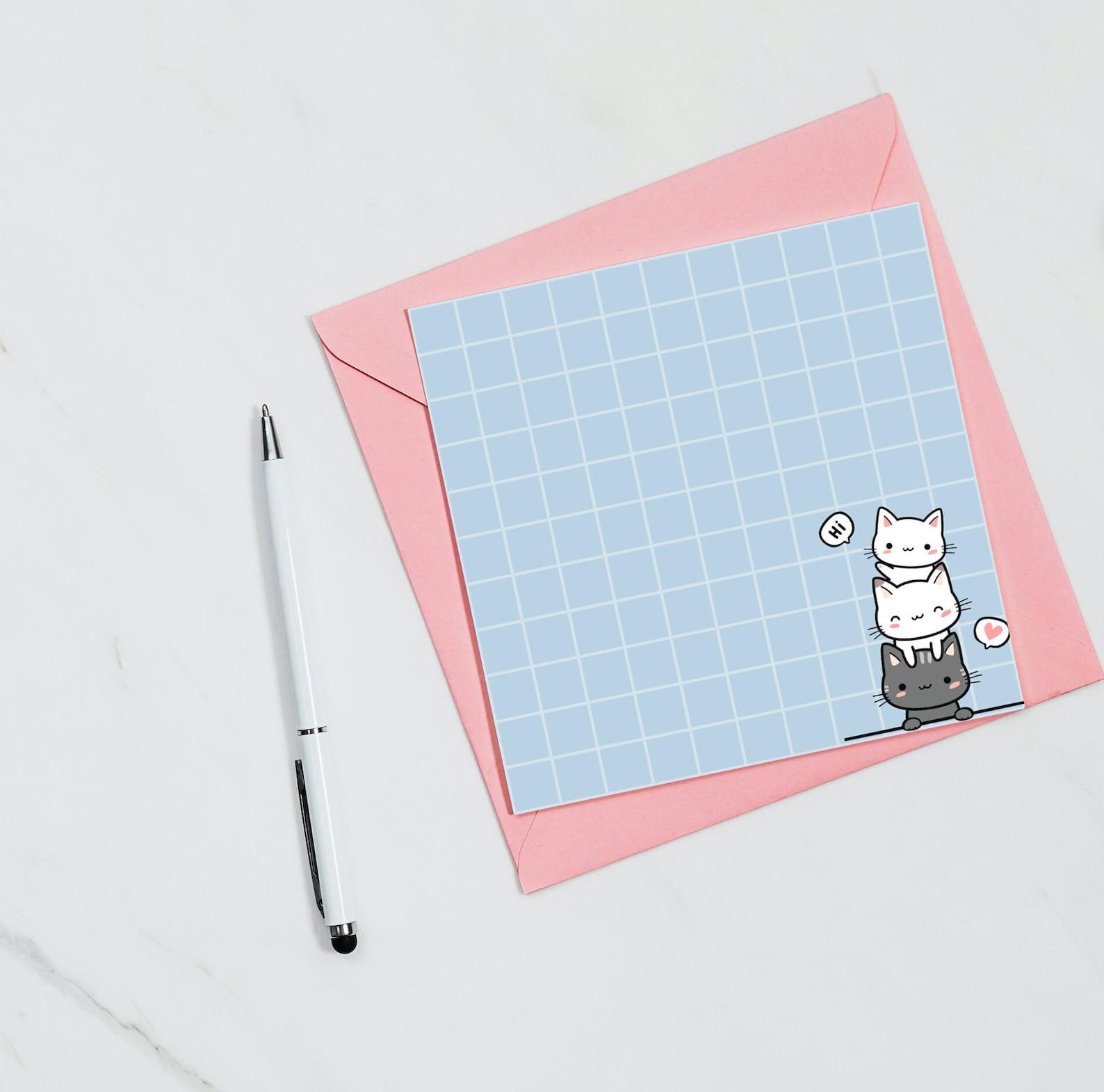 4 Designs Cat Theme Printable Notepad 3x3 Inch Digital Download Memo ...