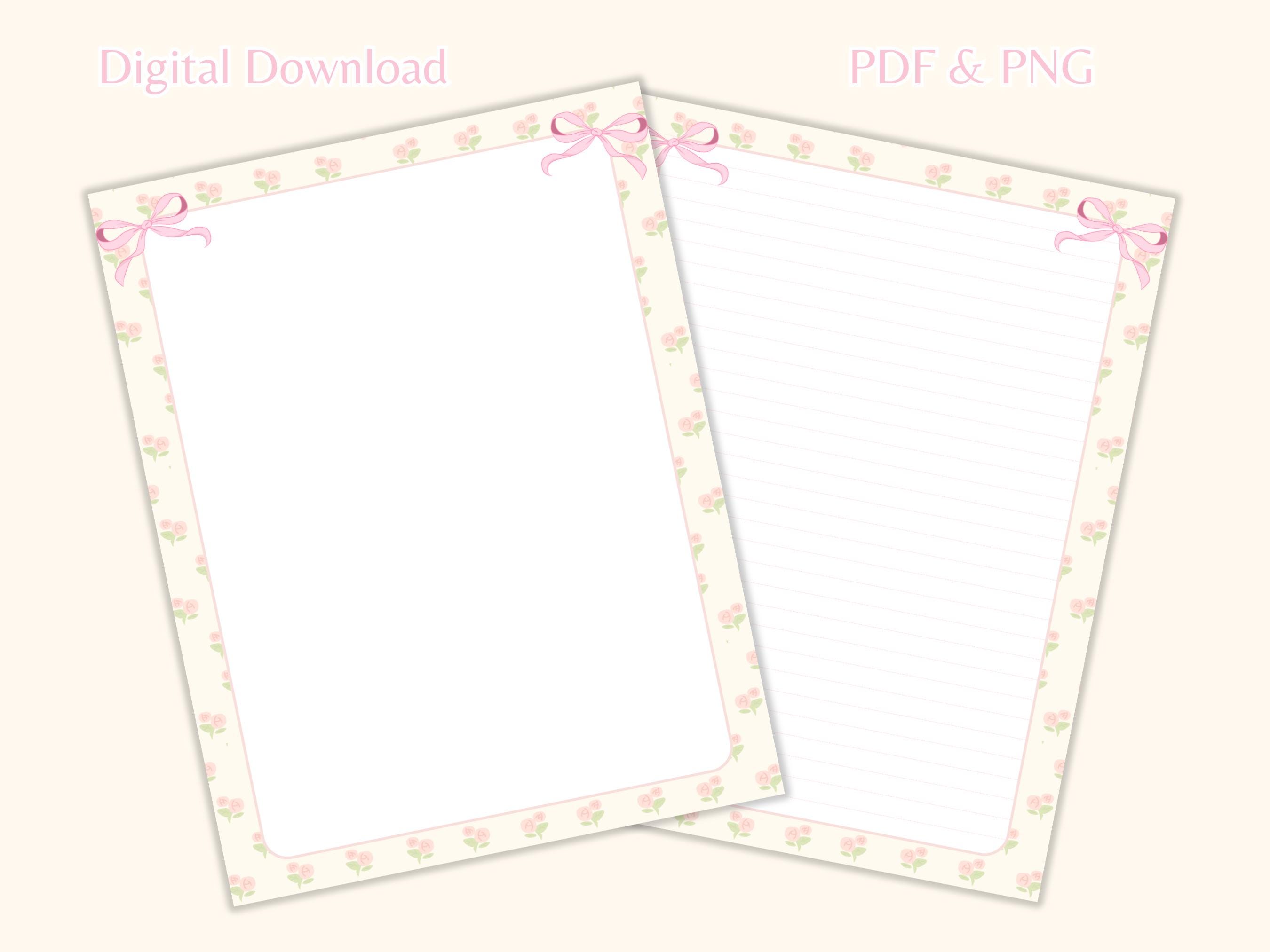 Coquette Printable Writing Paper Set Stationery PDF Digital Letter ...