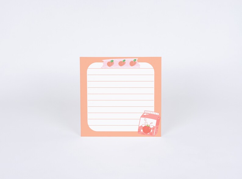4 Designs Peach Theme Printable Notepad 3x3 Inch Digital Download Memo ...