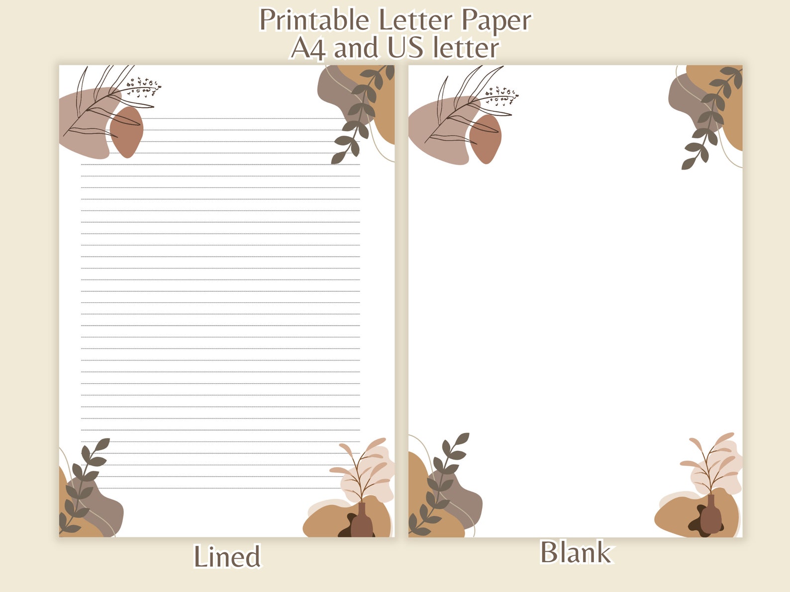Minimalist Printable Writing Paper Printable Stationery A4 and US ...