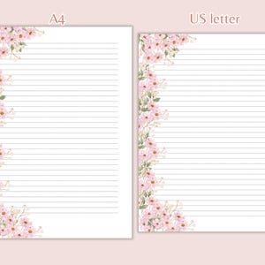 Flowers Printable Writing Paper Set Stationery PDF Digital Letter Paper ...