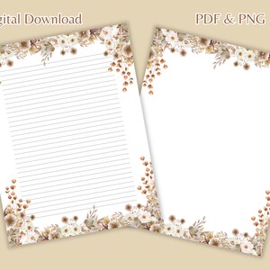 Printable Writing Paper Set Stationery PDF Digital Letter Paper Lined ...
