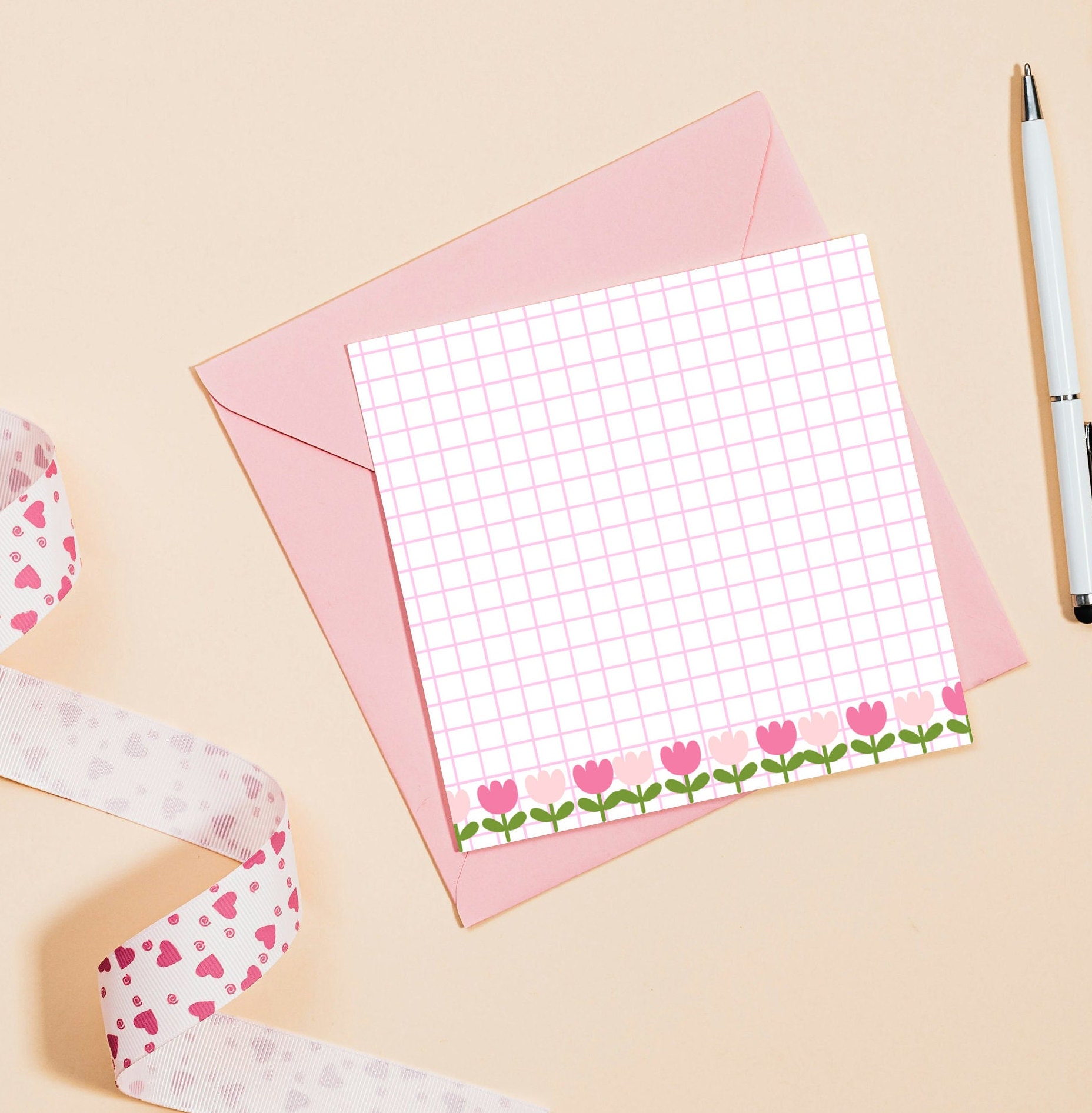 4 Designs Tulips Theme Printable Notepad 3x3 Inch Digital Download Memo ...