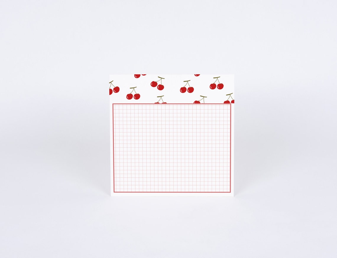 4 Designs Cherry Theme Printable Notepad 3x3 Inch Digital Download Memo ...