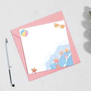 4 Designs Beach Theme Printable Notepad 3x3 Inch Digital Download Memo ...