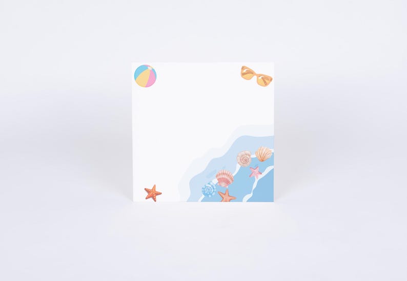 4 Designs Beach Theme Printable Notepad 3x3 Inch Digital Download Memo ...